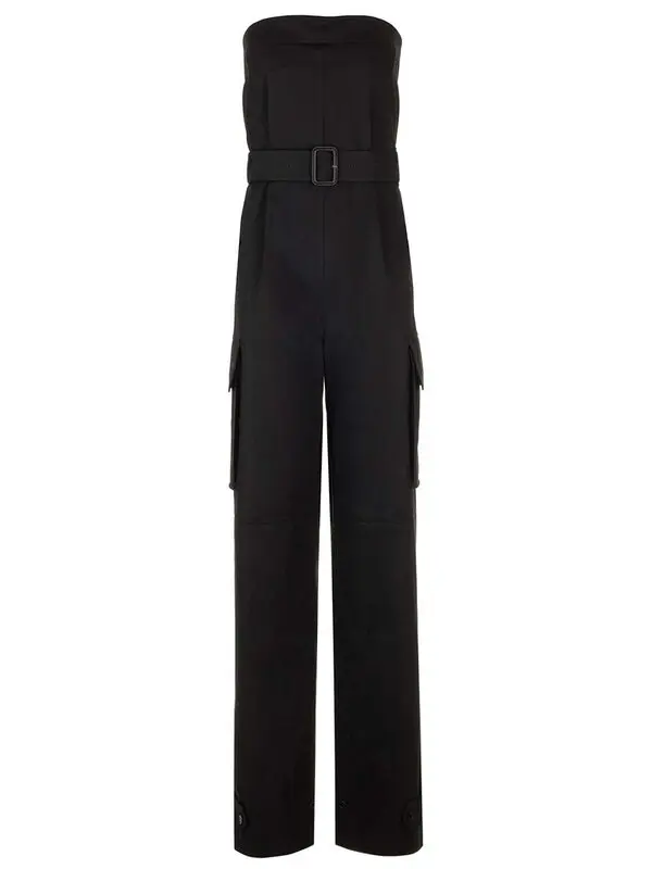 Saint Laurent Cassandre Bustier Jumpsuit - Black