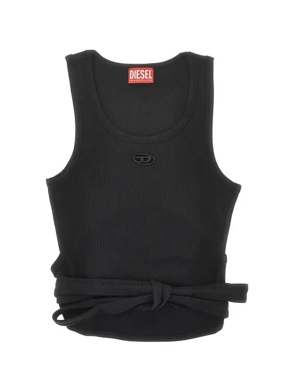 DIESEL® Ribbed Tank Top With Tie Detail