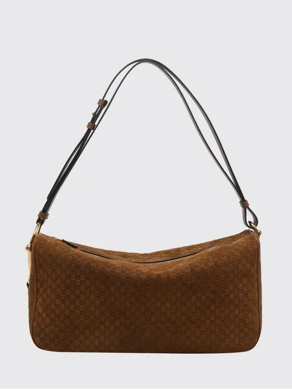 Gucci Monogram Embossed Shoulder Bag - Brown