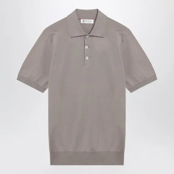 Brunello Cucinelli Light Cotton Knit Polo Shirt - Brown
