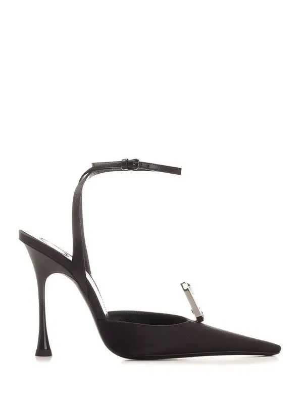 Saint Laurent Doville Satin Slingback - Black