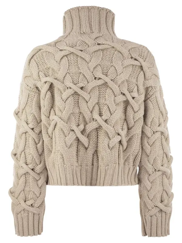 Brunello Cucinelli Braided High-neck Cashmere Sweater - Cream