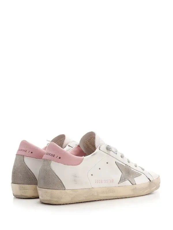 GOLDEN GOOSE Super Star" Sneakers With Pink Heel And Suede Star Patch - Multicolor