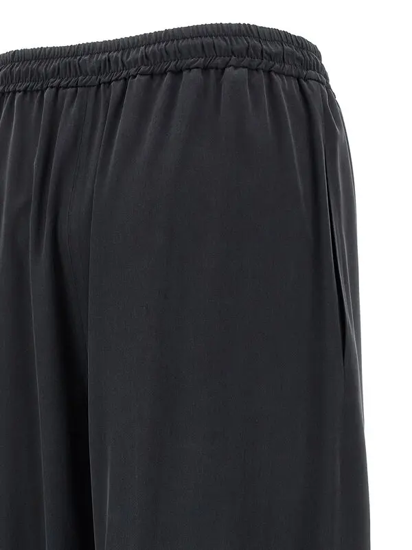 Max Mara Mxmgenero Wide-leg Silk Canvas Pants - Blue