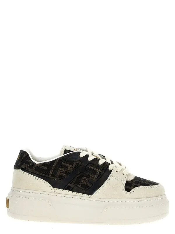 Fendi Match Suede And Jacquard Ff Logo Sneakers - Multicolor