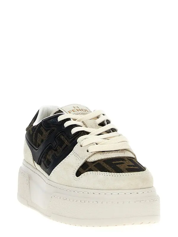 Fendi Match Suede And Jacquard Ff Logo Sneakers - Multicolor