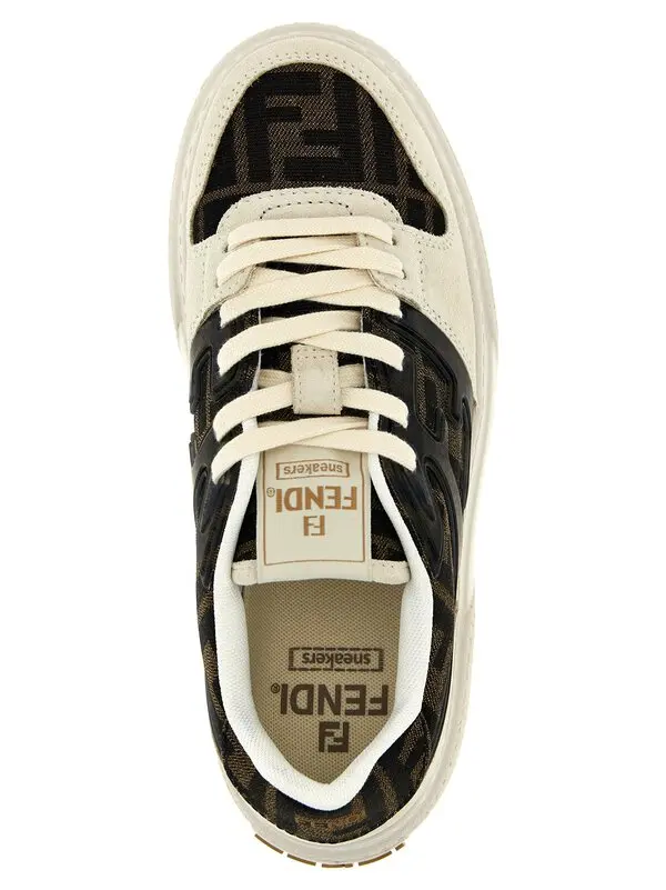 Fendi Match Suede And Jacquard Ff Logo Sneakers - Multicolor