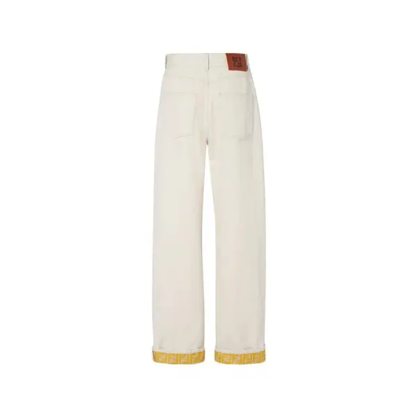 Fendi Straight-leg Jeans With Monogram Detail - Cream
