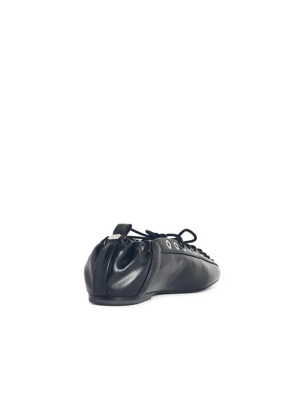 GANNI Oleatex Lace-up Ballet Flats - Black