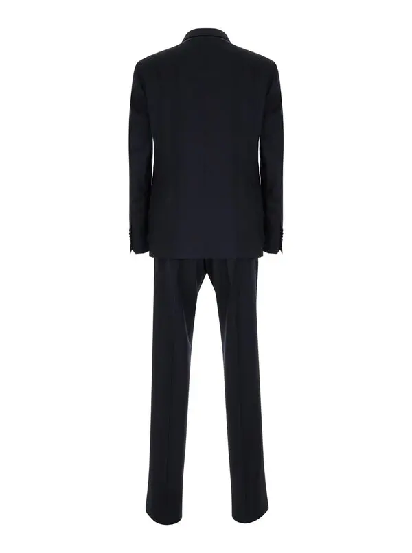 Tagliatore Black Single-breasted Suit With Logo Pin