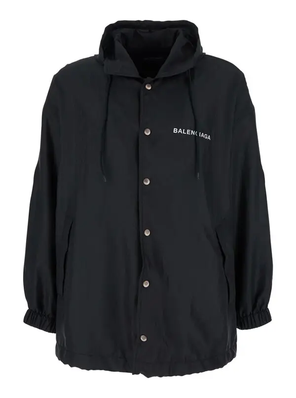 Balenciaga Oversized Tech Fabric Jacket With Logo - Multicolor