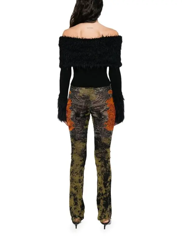 JEAN PAUL GAULTIER Off-the-shoulder Fur Trim Sweater