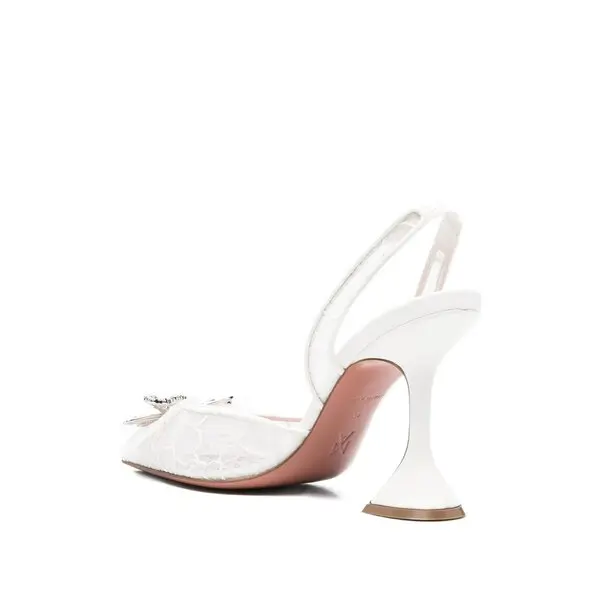 Amina Muaddi Lace Slingback Pumps With Embellishment