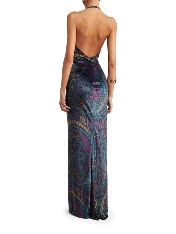 Etro Printed Halter Neck Maxi Dress