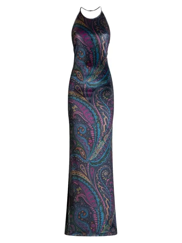 Etro Printed Halter Neck Maxi Dress - Multicolor