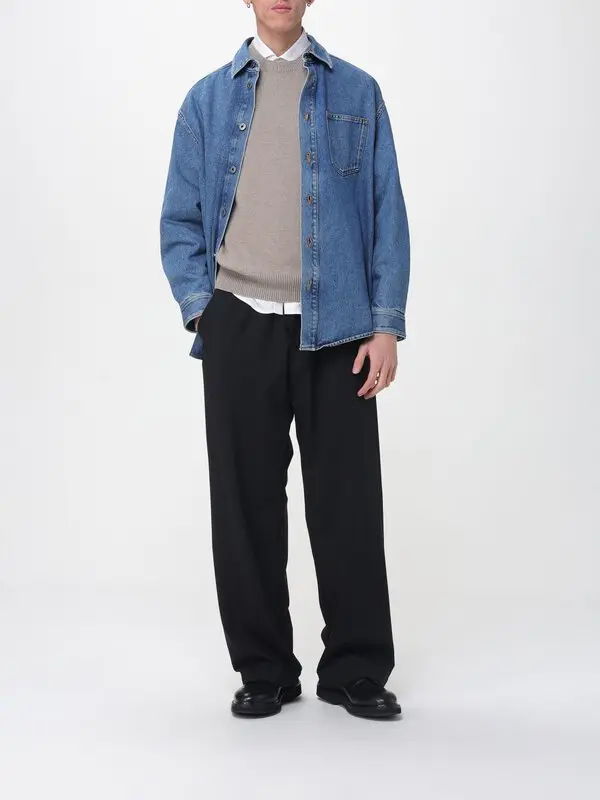 Loewe Distressed Denim Jacket With Logo Detail - Blue