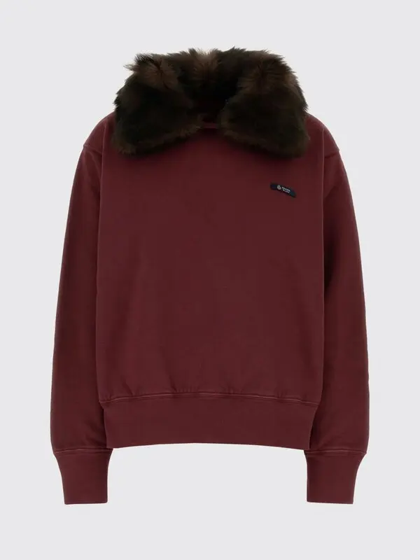 Prada Sweatshirt With Fur Collar - Red