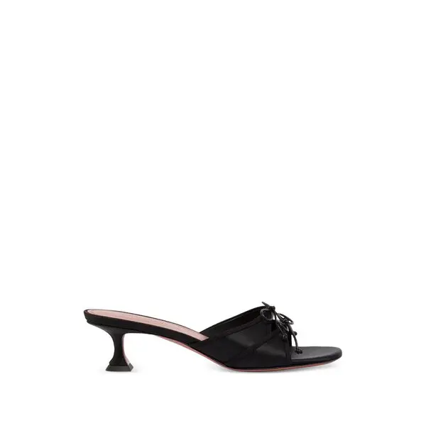 Amina Muaddi Silk Bow Detail Open Toe Heeled Sandals - Black
