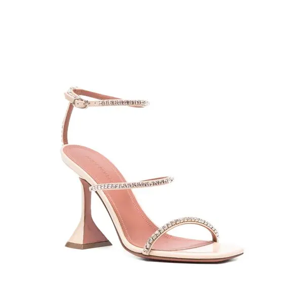 Amina Muaddi Embellished Ankle Strap Sandals
