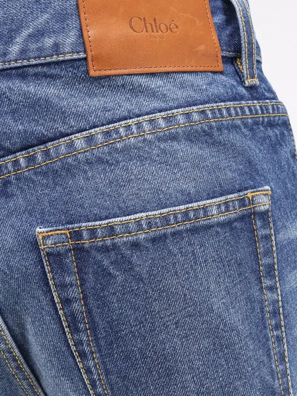 Chloé High-waisted Flared Jeans With Leather Logo Tag - Multicolor