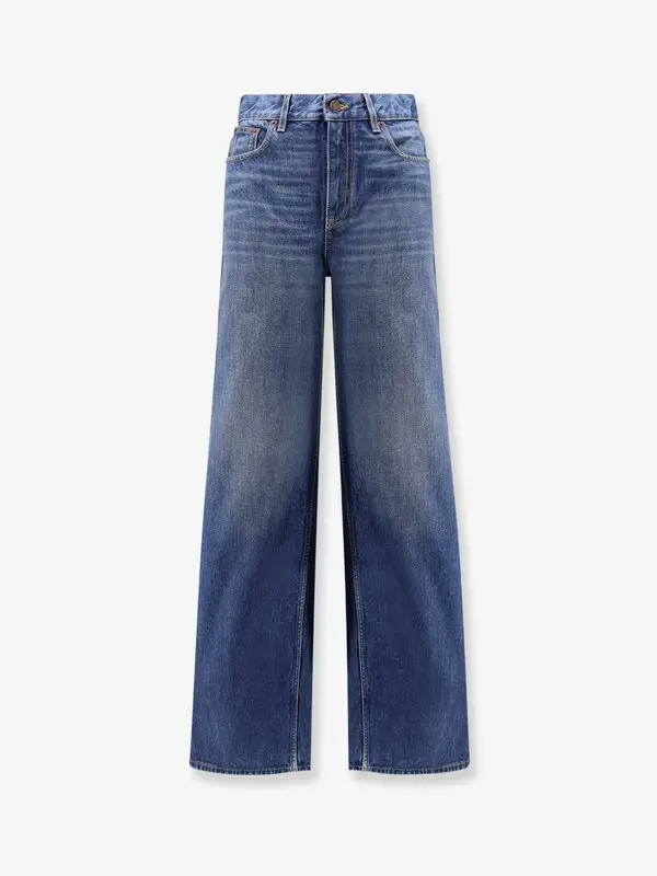 Chloé High-waisted Flared Jeans With Leather Logo Tag - Multicolor