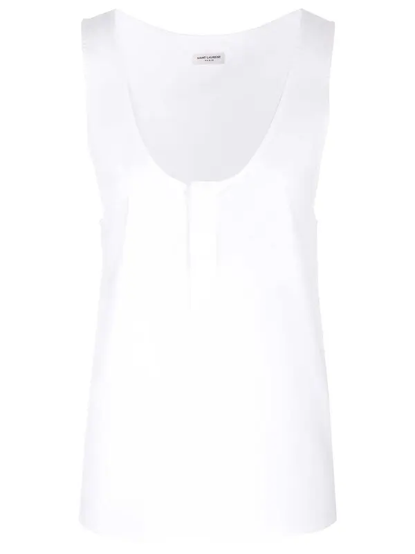 Saint Laurent Henley Tank Top - White