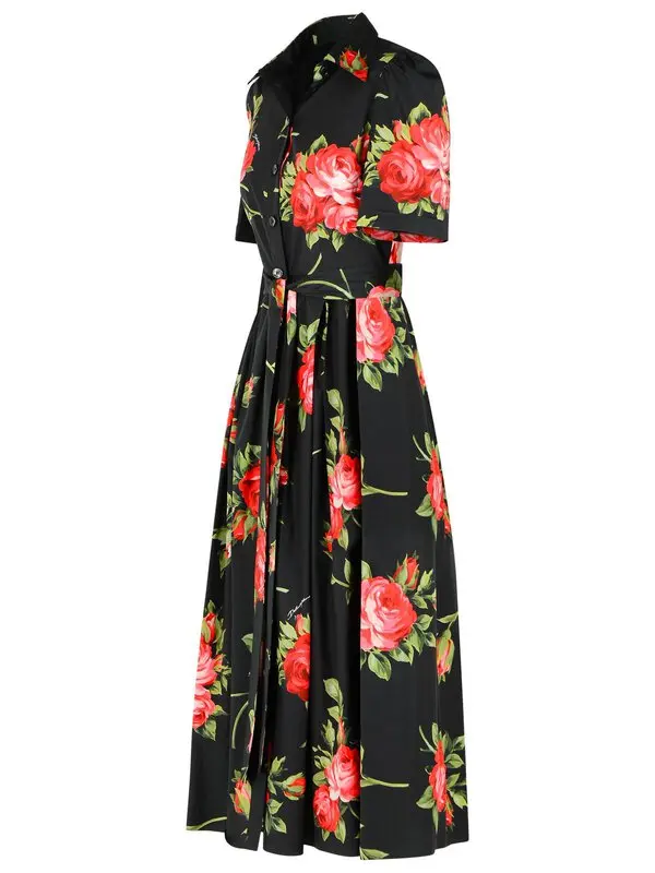 Dolce & Gabbana Bouquet' Cotton Poplin Dress - Black