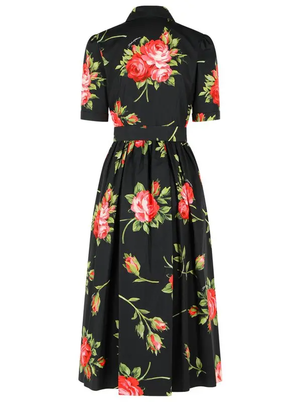Dolce & Gabbana Bouquet' Cotton Poplin Dress - Black