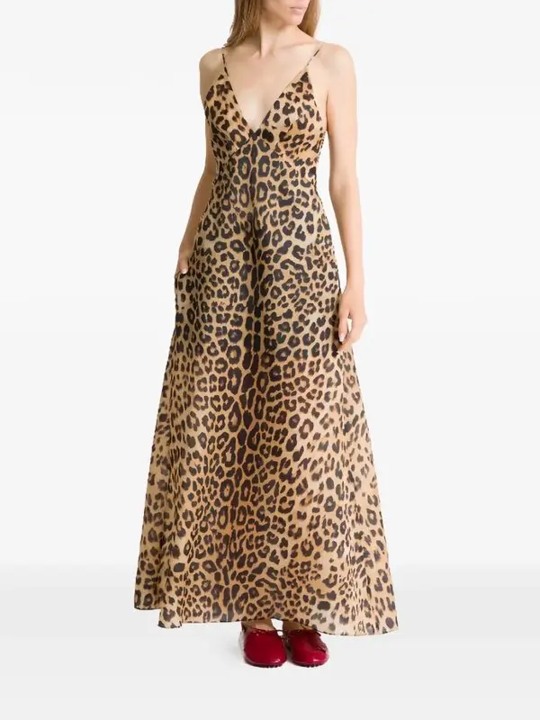 Alberta Ferretti Leopard Print Silk Dress