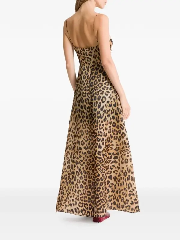 Alberta Ferretti Leopard Print Silk Dress