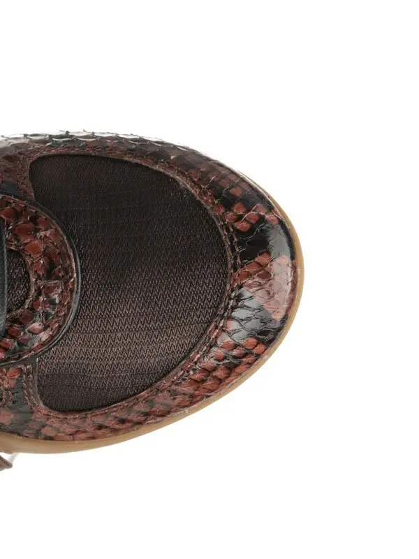 Miu Miu Technical Fabric And Ayers Python Print Gymnasium Sneakers - Brown
