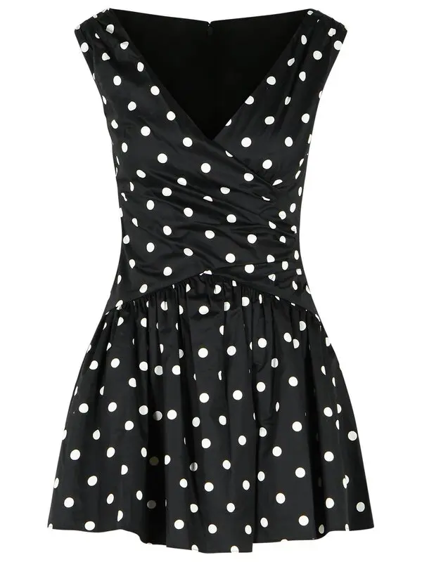 SELF-PORTRAIT Polka Dot Cotton Dress - Black