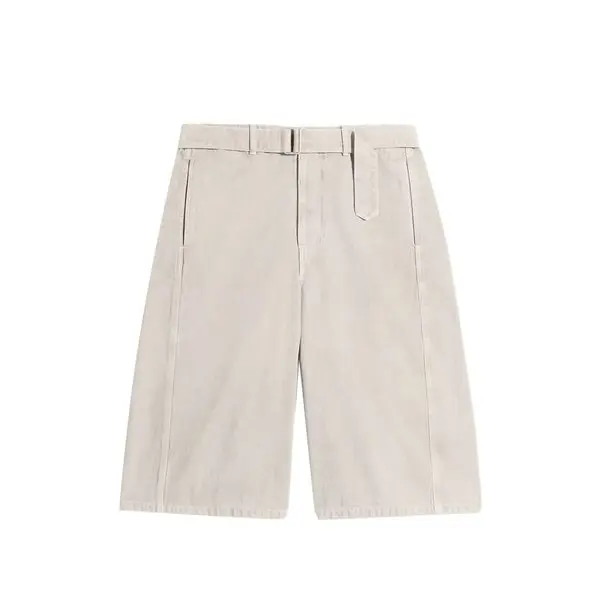 LEMAIRE Off-white Wide-cut Belted Denim Shorts - Cream
