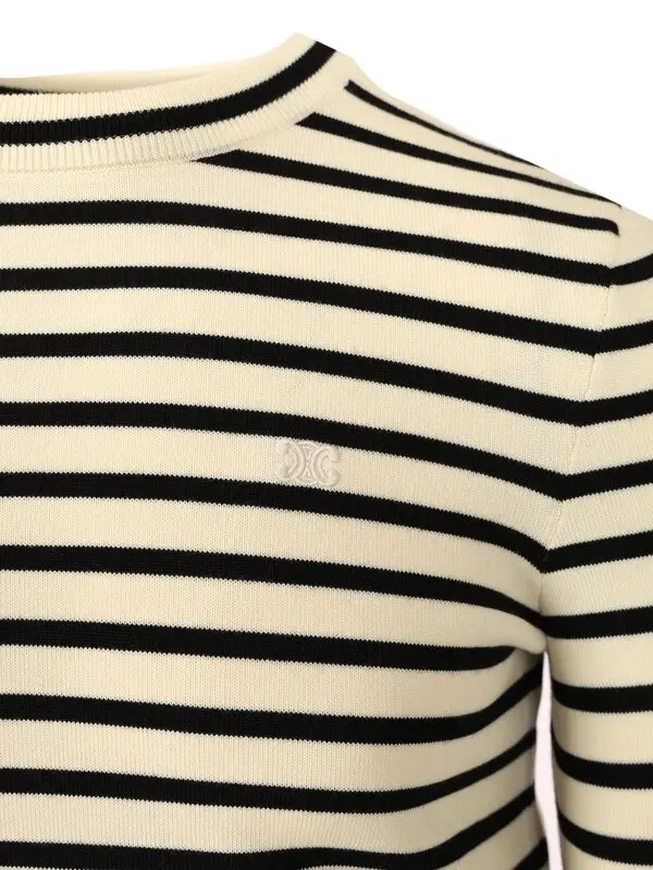 Celine Triomphe Marinière Crew Neck Wool Sweater