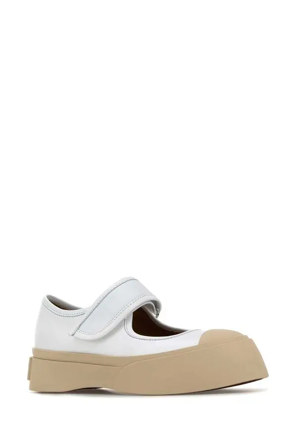 Marni Leather Mary Jane Sneakers - White