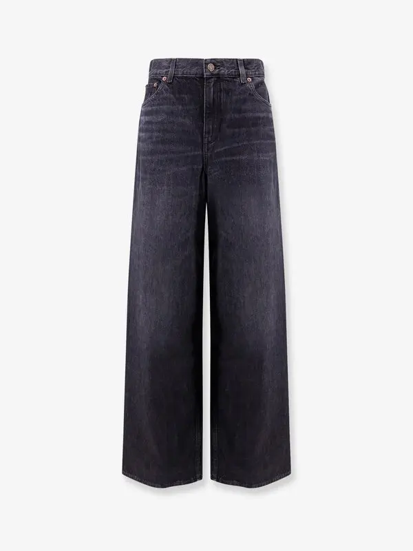 Chloé High-waisted Flared Jeans With Leather Logo Tag - Multicolor