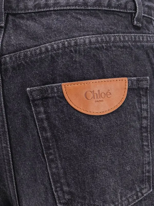 Chloé High-waisted Flared Jeans With Leather Logo Tag - Multicolor