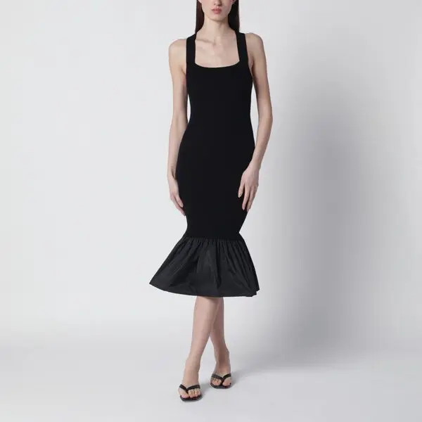 PATOU Sleeveless Midi Dress With Faille Ruffle Hem