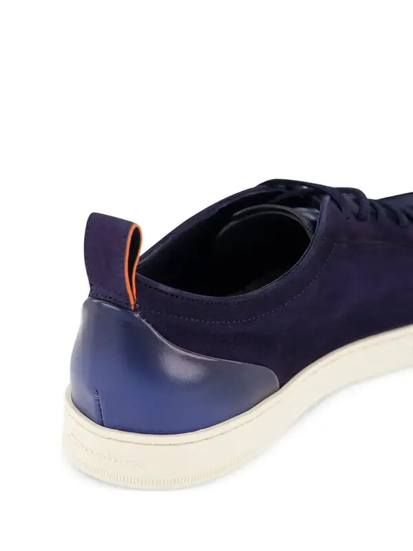 Santoni Leather Lace Up Sneakers - Blue