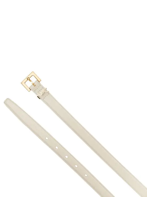 Saint Laurent Leather Belt With Logo Buckle - White