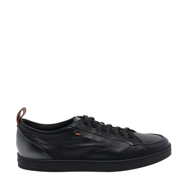 Santoni Montecarlo Leather Sneakers - Black