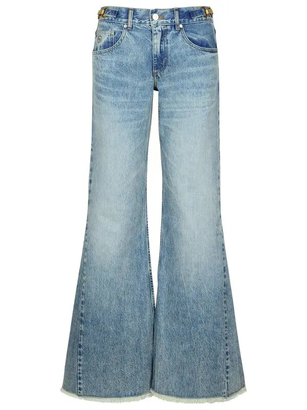 Stella McCartney Light Wash Fringed Hem Jeans - Blue