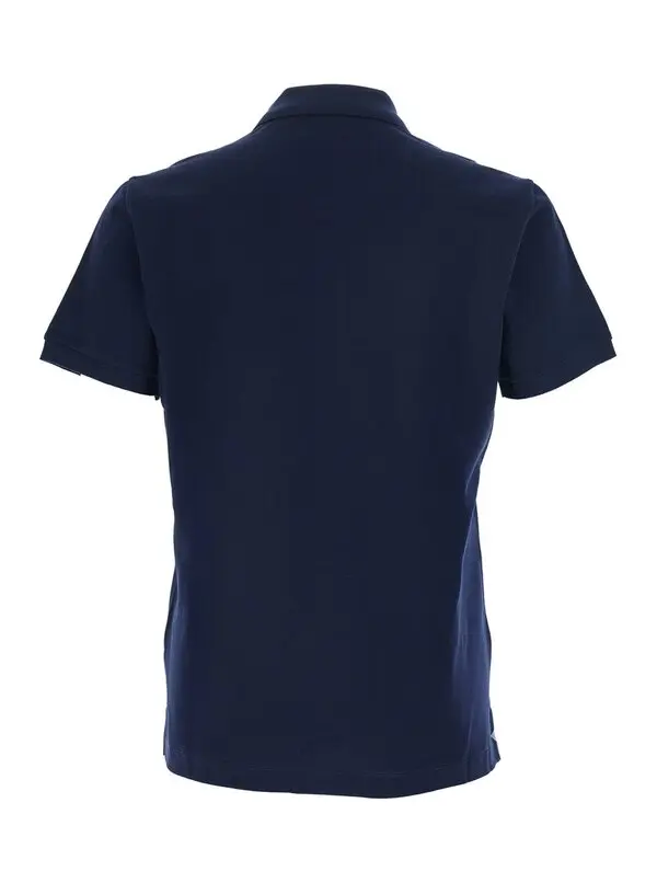 Fendi Blue Polo Shirt With Metallic Ff Logo On The Front In Cotton Pique - Multicolor
