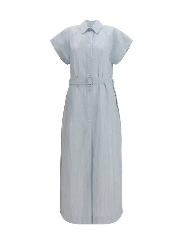 Jacob Cohen Long Striped Poplin Shirt Dress With Belt