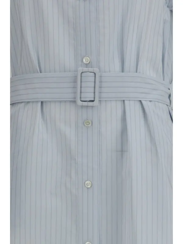 Jacob Cohen Long Striped Poplin Shirt Dress With Belt