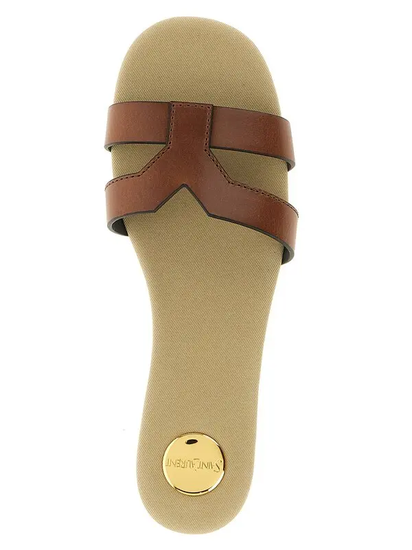 Saint Laurent Mabrouka Leather Sandals - Brown