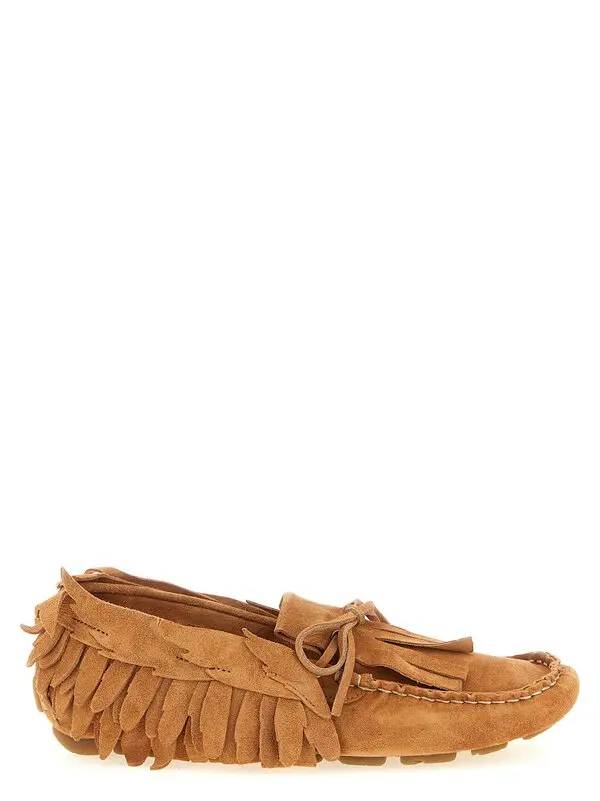 Alberta Ferretti Suede Loafers With Fringe - Brown