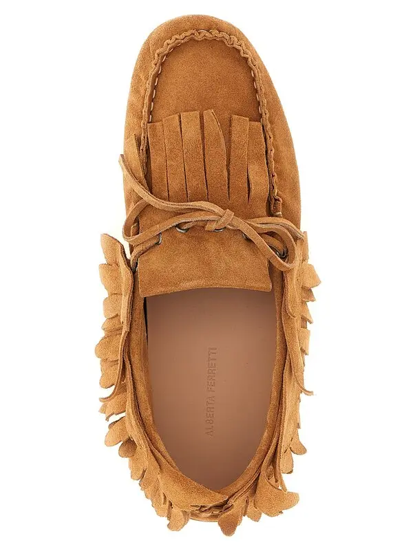 Alberta Ferretti Suede Loafers With Fringe