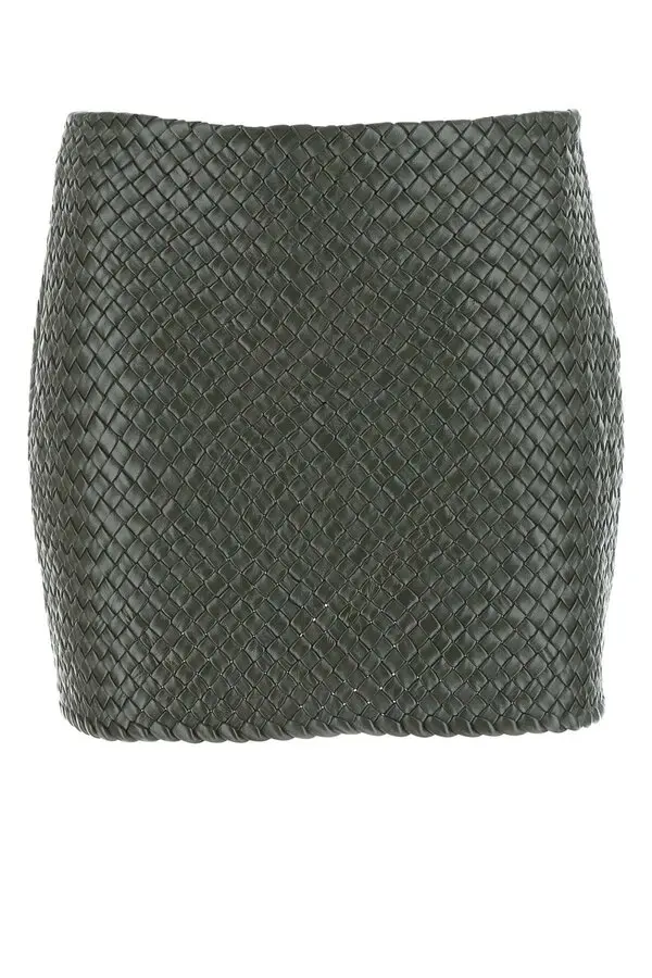 Bottega Veneta Army Leather Mini Skirt