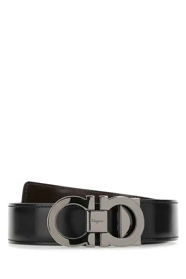 FERRAGAMO Reversible Leather Belt - Black
